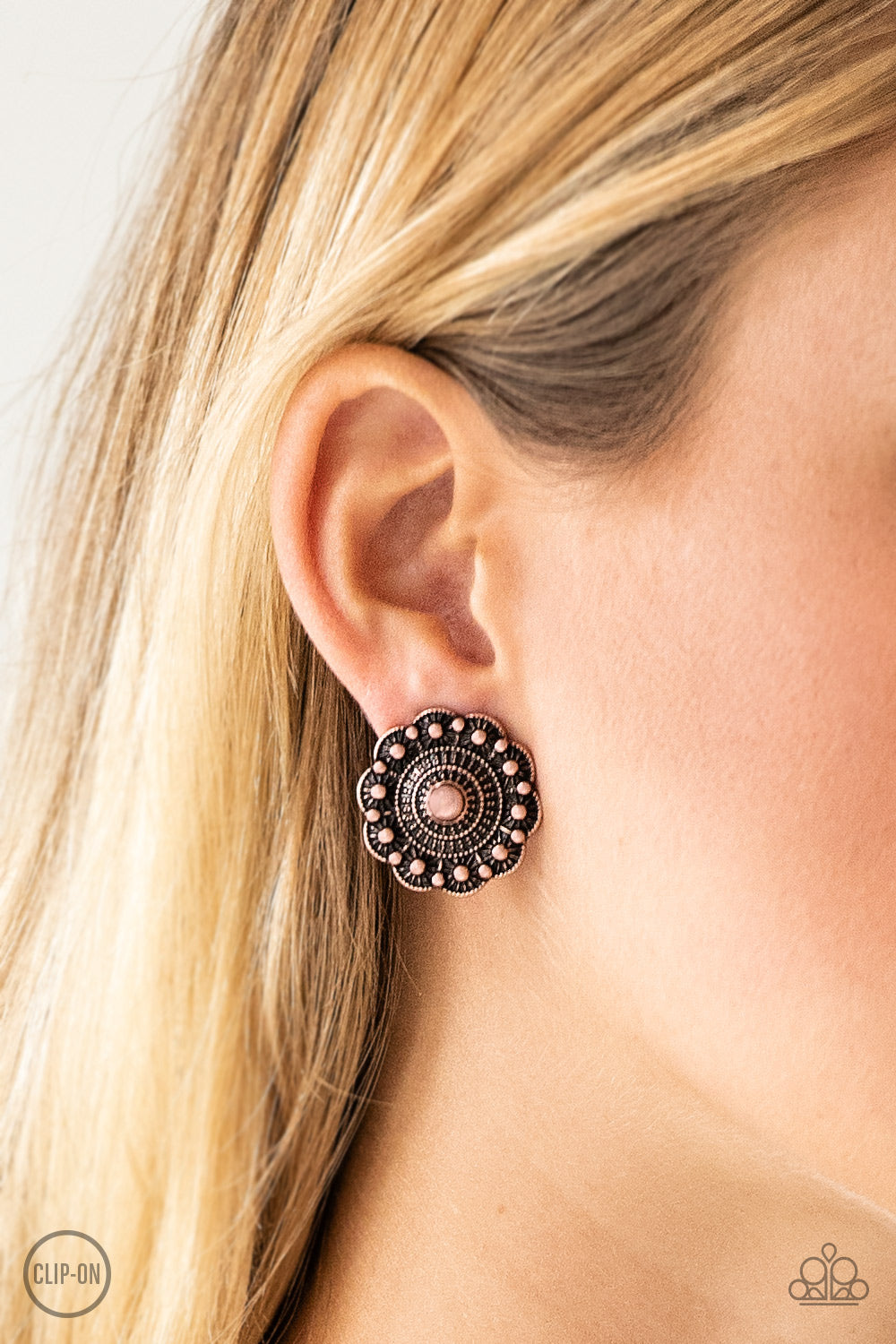 Foxy Flower Gardens Copper Clip on Earrings Smitten with Jewels